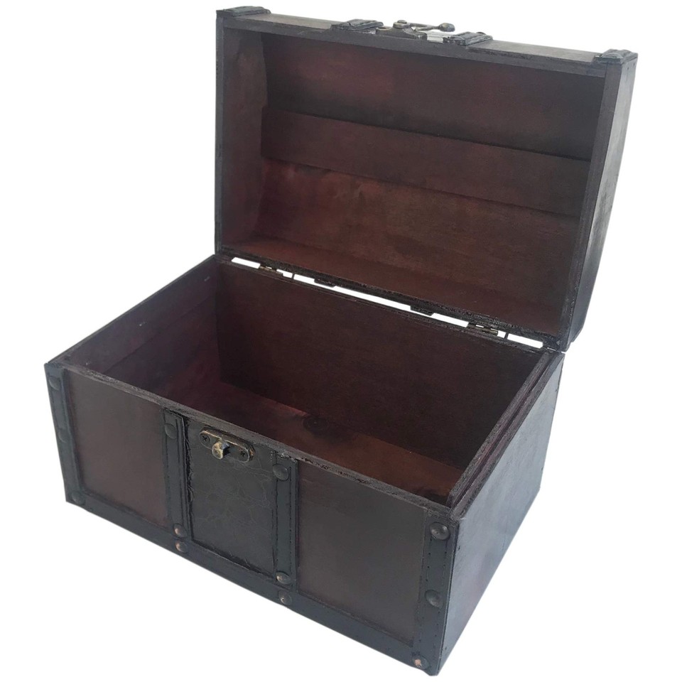 Handcrafted Wooden Treasure Chest Decorative Storage Box with Lock for ...