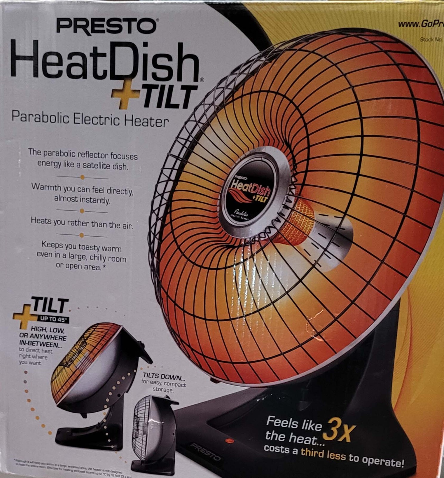 ️🔥 Presto Heat Dish Plus Tilt High-Efficiency Parabolic Electric Heater ...
