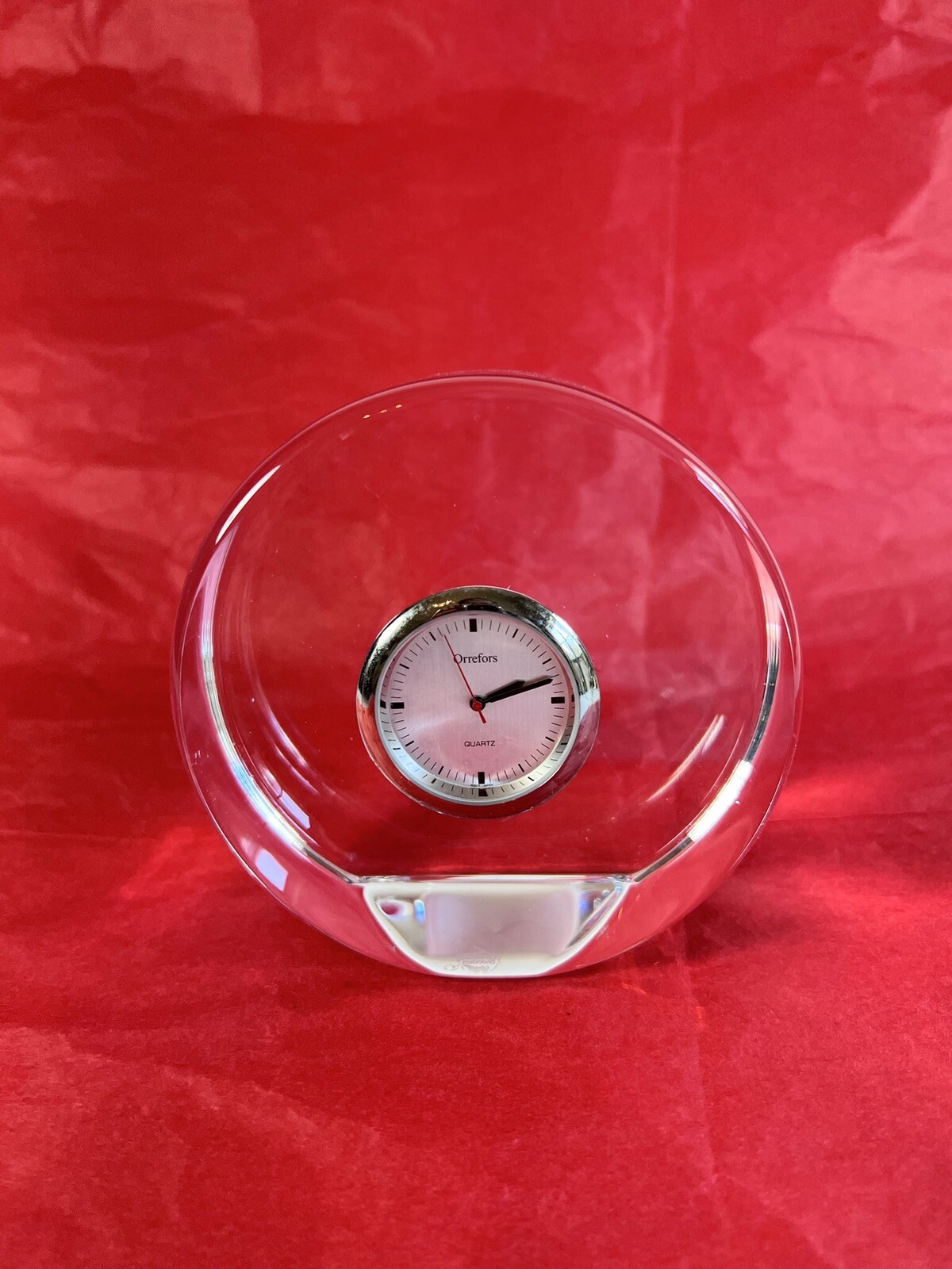 Exquisite ORREFORS Crystal Round Art Glass Desk CLOCK | eBay