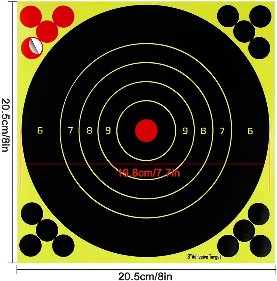 100-Pack 8" Shooting Targets Reactive Sticker Shot Gun Rifle Range ...