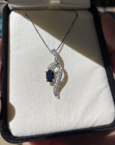 Kay Jewelers Blue Sapphire & White Topaz Pendant - New In Box | eBay