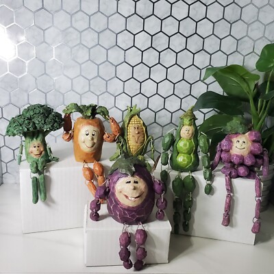 Anthropomorphic Smiling Vegetable Shelf Sitter Figurines Set of 6 | eBay