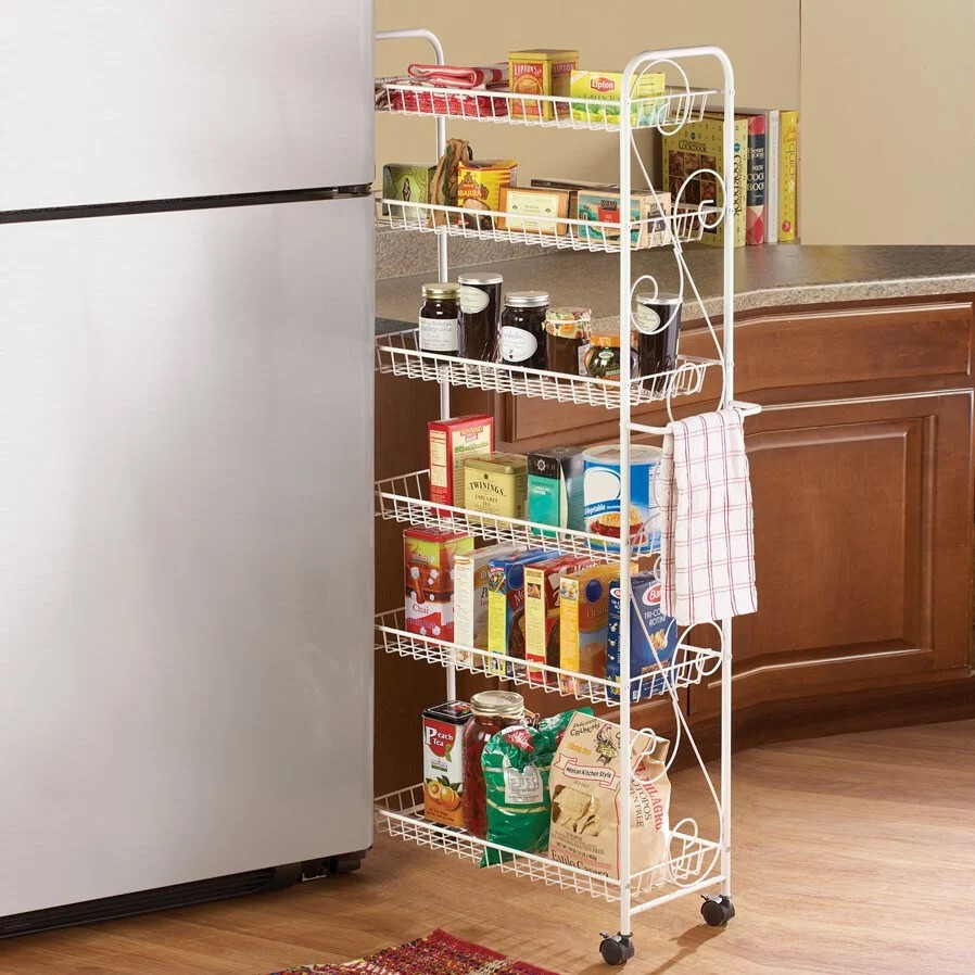 6-Tier Slim Rolling Kitchen Storage Cart Cabinet Shelf Can Spice Rack ...
