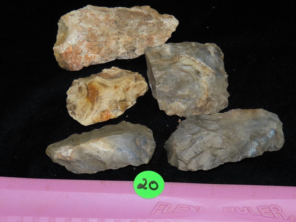 5-Paleo Flint Knives Various Types Flint Blade Tool Point Artifact ...