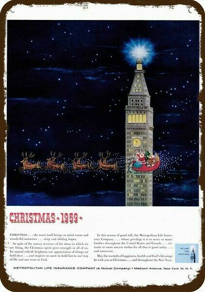 1959 MET LIFE INSURANCE SANTA CLAUS @ CHRISTMAS Vintage Look DECORATIVE ...