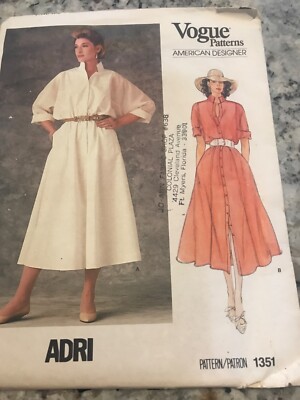 VINTAGE VOGUE ADRI American Designer SEWING PATTER Adri # 1351 sz 8 31. ...