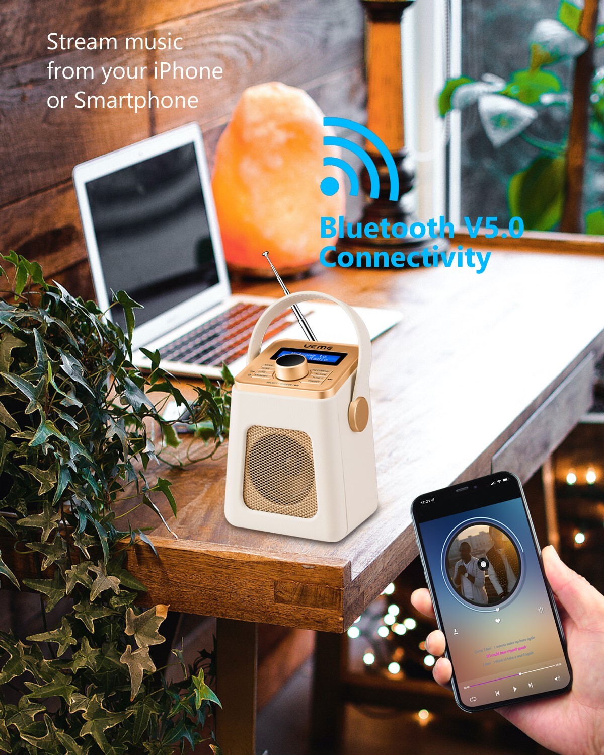 UEME Mini Retro DAB/DAB+ FM Vintage Digital Rechargeable Radio with ...