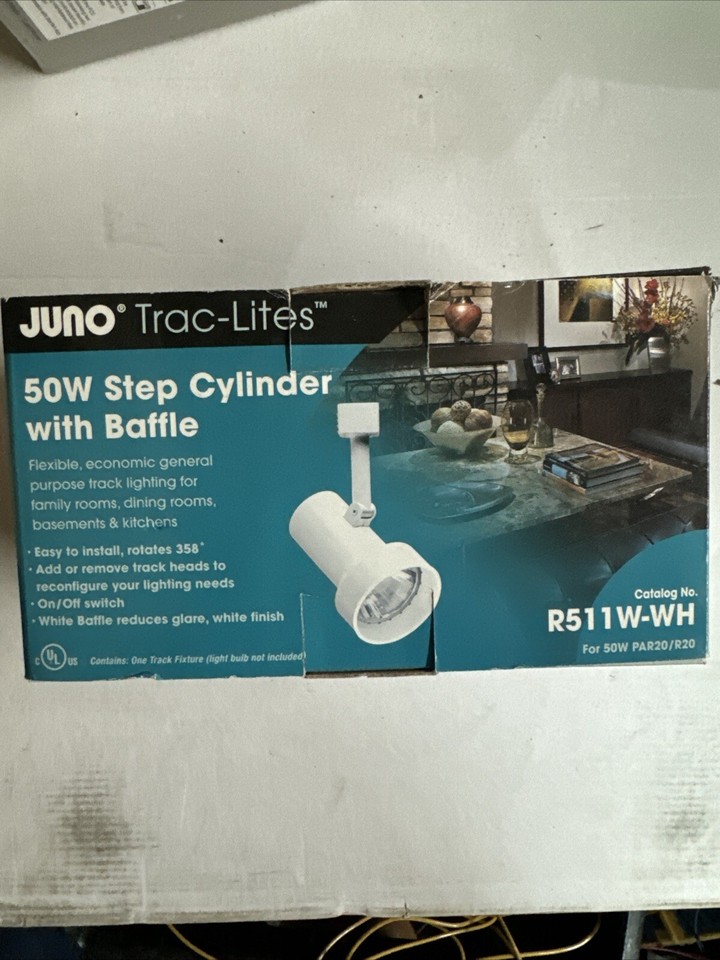 Juno R511W-WH Trac-Lites Step-Cylinder White Track Lighting with White ...
