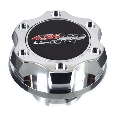 Chrome Oil Cap Filler Racing Aluminum Billet Black 436HP Emblem For LS ...
