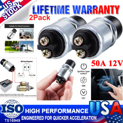 2PCS 12 Volt DC Heavy-Duty Start Momentary Push-Button Starter Switch ...