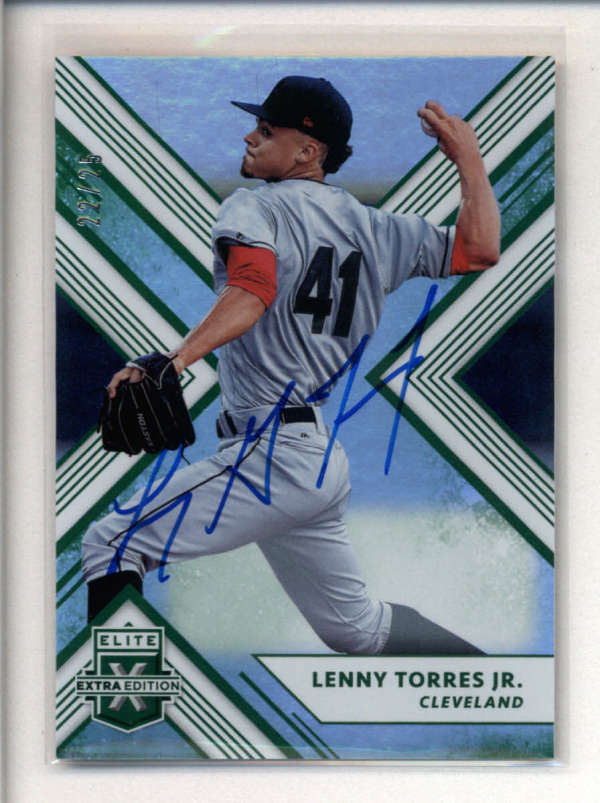 LENNY TORRES JR 2018 ELITE EXTRA EDITION GREEN ROOKIE AUTOGRAPH AUTO ...