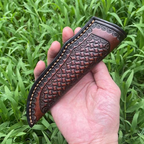 Handmade Leather Straight Knife Sheath for10cm Brown Fixed Blade Pouch ...