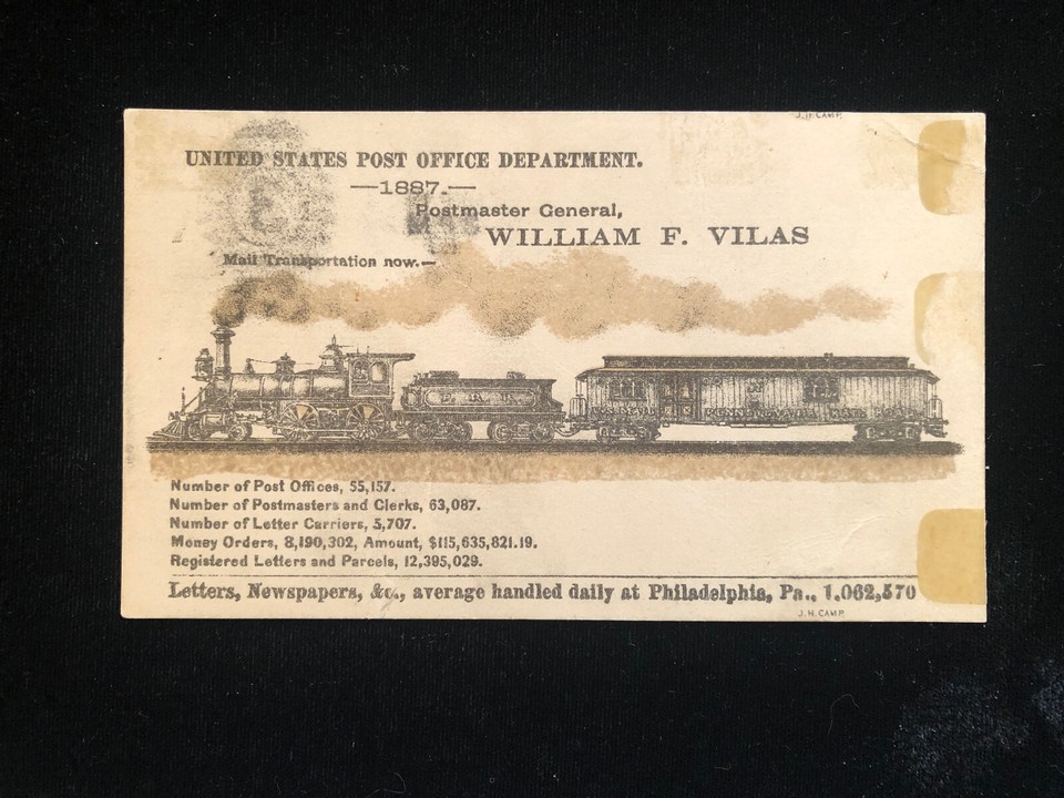 PA PHILA 1887 US P.O. DEPT 1787-1887 ILLUS ALLOVER FRONT & REV FAC CARD ...