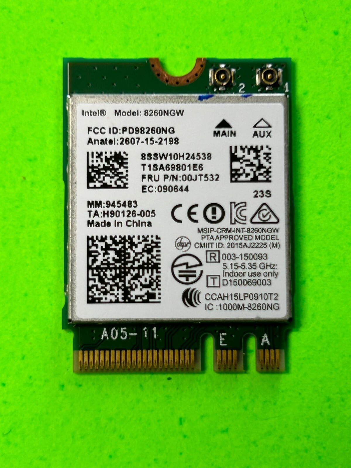 00JT532 GENUINE LENOVO THINKPAD T460S P70 WIRELESS WIFI CARD 8260NGW HH ...