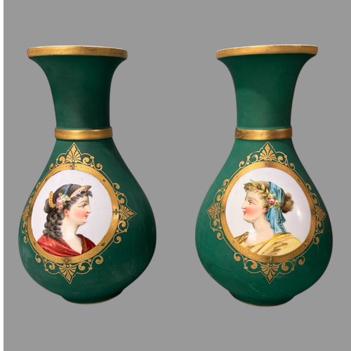 Pair of Antique Victorian 13" Old Paris Porcelain Portrait Vases | eBay