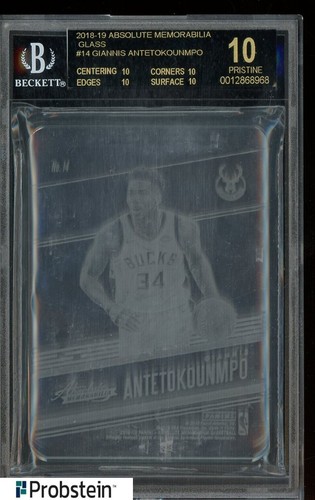 2018-19 Panini Absolute Giannis Antetokounmpo Glass #14 BGS BLACK LABEL ...