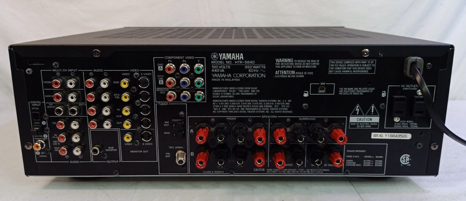 Yamaha HTR 5840 6.1 Channel 100 Watt Receiver for sale online | eBay