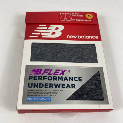 NIB New Balance Flex Performance Underwear 6" Boxer Brief Black heather ...