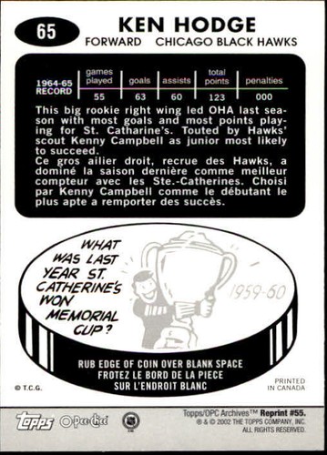 2001-02 Topps Archives #55 Ken Hodge - NM-MT | eBay