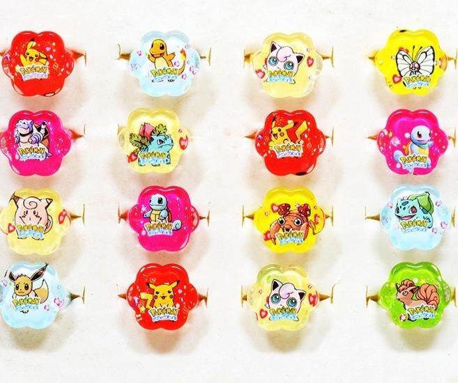 New lot 100 Pcs Mix Cartoon Anime Resin Children Rings girl lovely ...