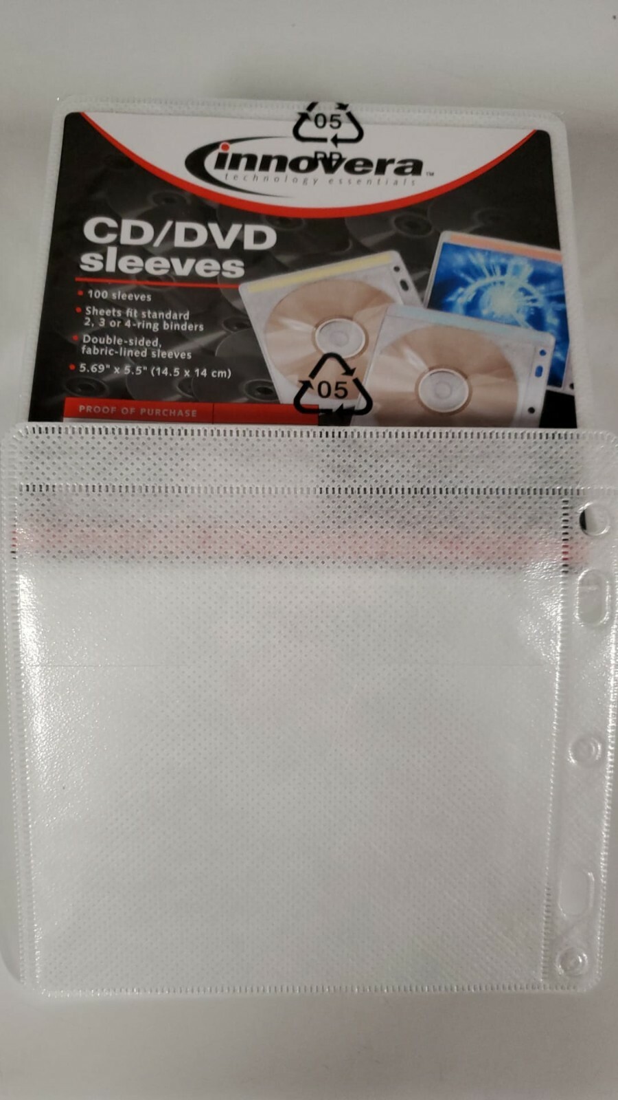 Innovera Two Sided CD/DVD Sleeves for RIng Binder, 100/pack IVR39401 | eBay