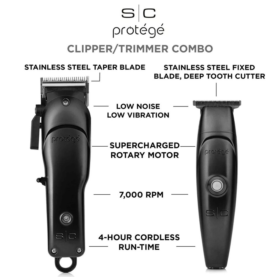 STYLECRAFT Protege Hair Clipper/Trimmer Combo, M Metallic Black + Free ...