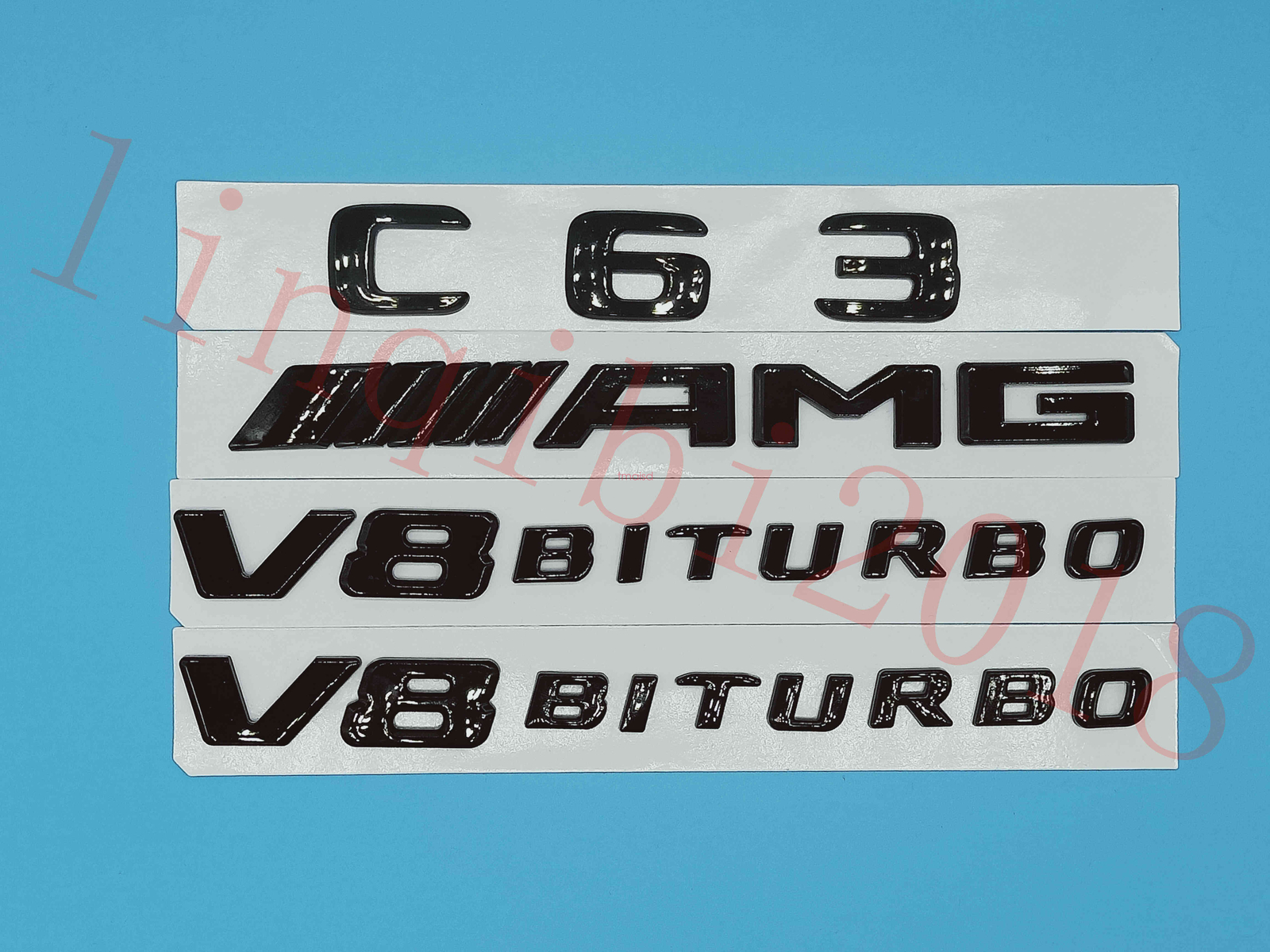 Gloss Black Flat C63 AMG V8 BITURBO Trunk Embl Badge Sticker for ...