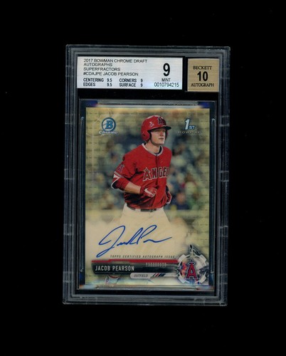 2017 Bowman Chome SUPERFRACTOR JACOB PEARSON AUTO 1/1 RC! Angels BGS 9/ ...