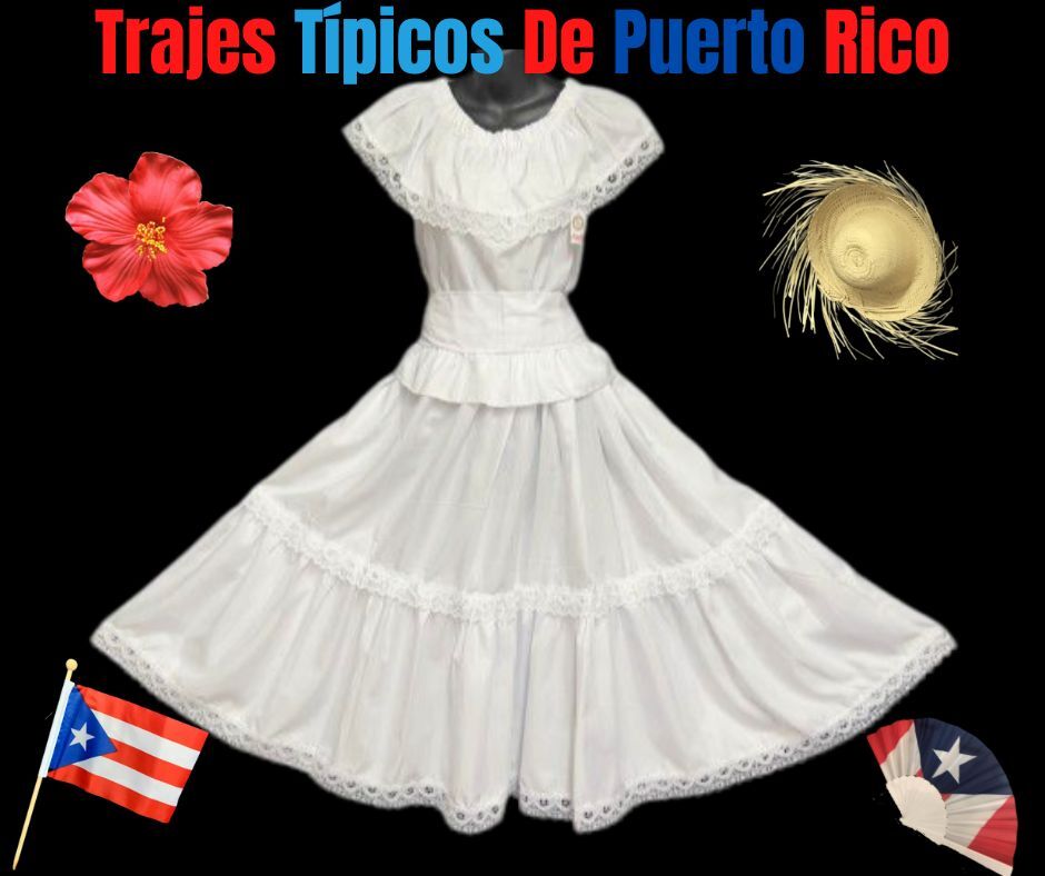Traje Tradicional De Puerto Rico Trajes Típicos De PR Wide 3PC Set