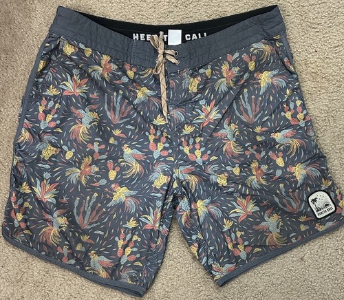 Howler Bros Bruja Board Shorts Men's 36 Gray Phoenix Rooster Bird ...