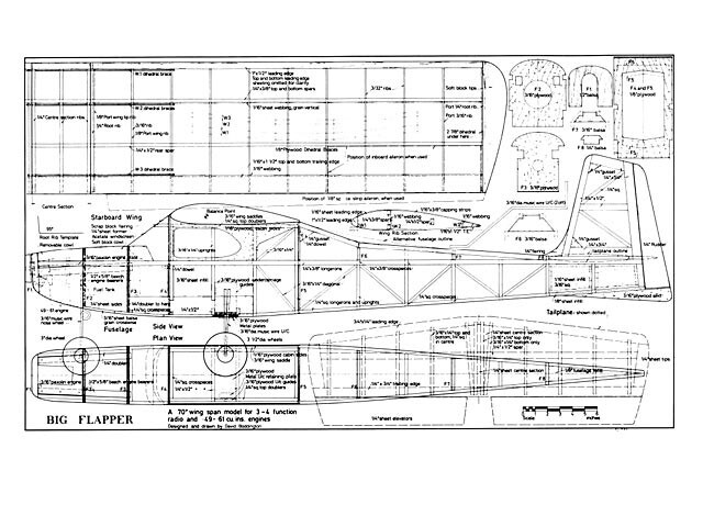 Big Flapper Sport Plane 70" WS RC Model Airplane Printed Plans ...