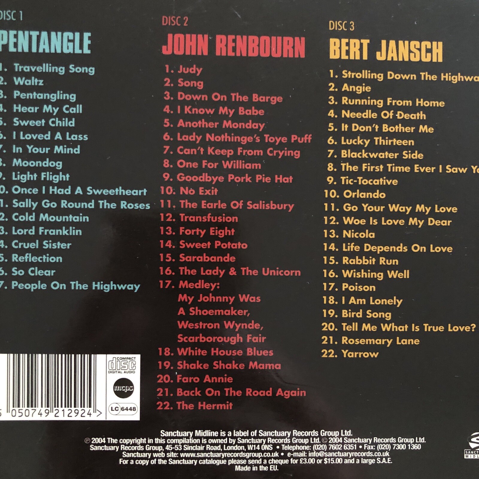 PENTANGLING THE COLLECTION - PENTANGLE JOHN RENBOURN BERT JANSCH 3CD ...