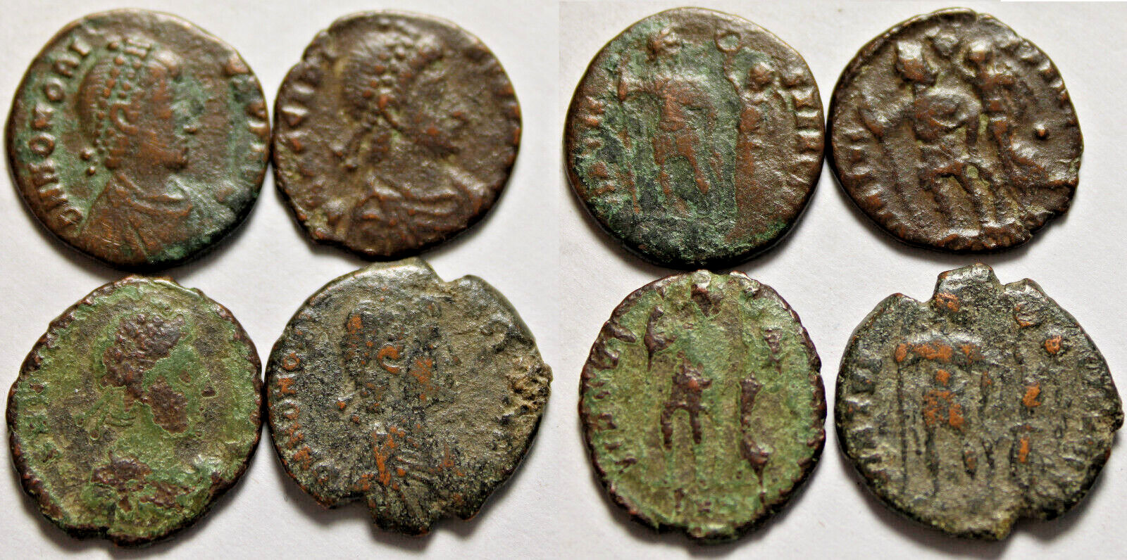 Lot of 4 Rare Genuine ancient Roman Coins Arcadius & HONORIUS crowned ...