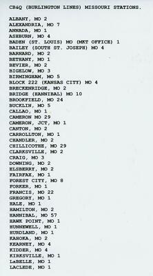 CB&Q BURLINGTON LINES + BN TRAIN ORDERS (927) MISSOURI STATIONS ONLY CD ...