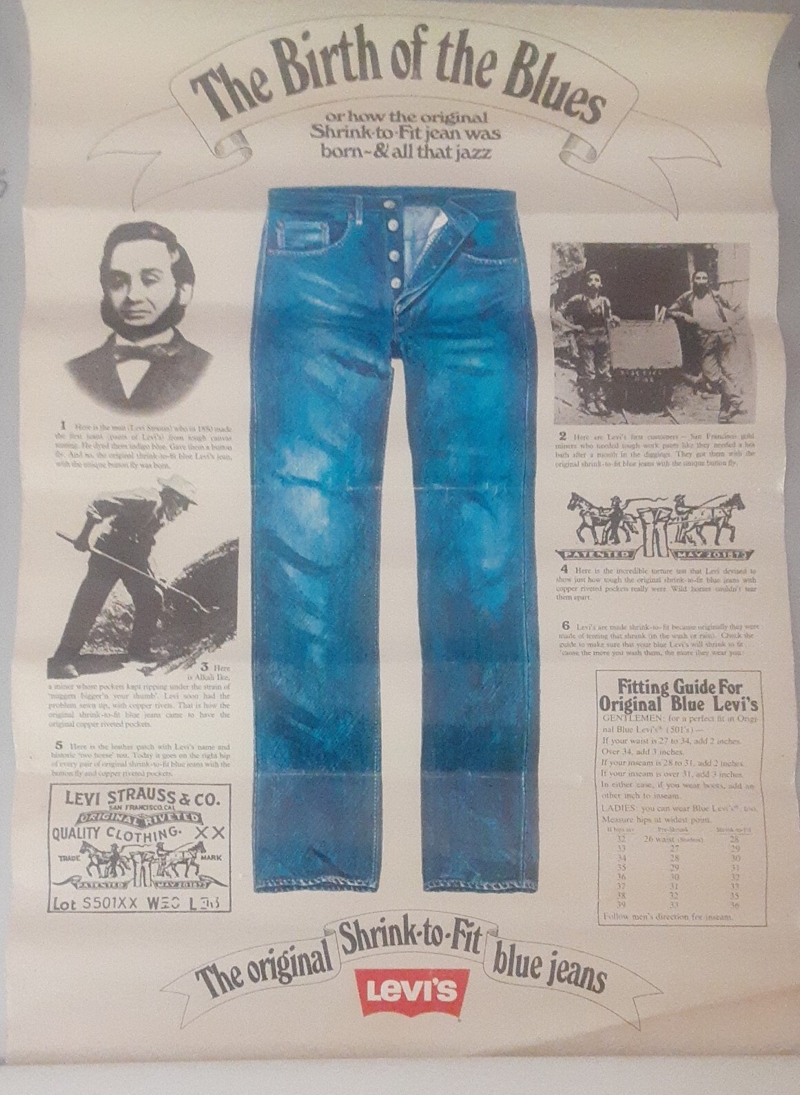 VINTAGE 90'S LEVIS BLUE JEAN POSTER"THE BIRTH OF THE … - Gem