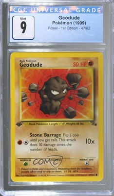 1999 Pokemon Fossil 1st Edition Geodude #47 CGC 9 Mint 3f3 | eBay