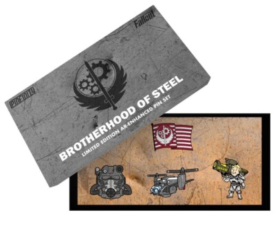 Fallout 4 76 Brotherhood of Steel Enamel Pin Pinfinity Box Set x4 T-60 ...