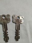ANTIQUE RARE MASTER LOCK CO. CLOVER LEAF Silver Skelton? Chest KEYS 2 ...
