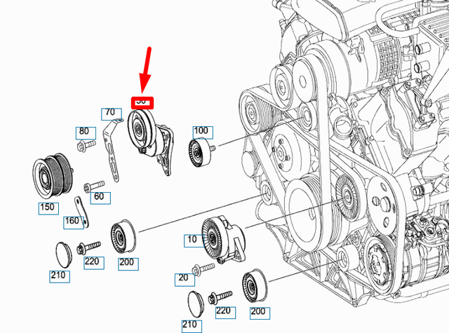 Mercedes-Benz SLR R199 Supercharger Belt Tensioner A1132000170 Genuine ...