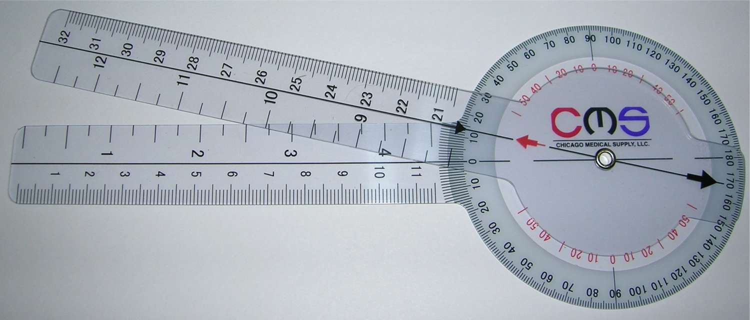 CMS Protractor Goniometer Pocket Axis Motion Range Tester 360 Clear ...