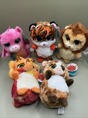 Mini Motsu Animotsu Plushes X 5 Pink Sparkle Glitter Dragon,lion, Tiger ...
