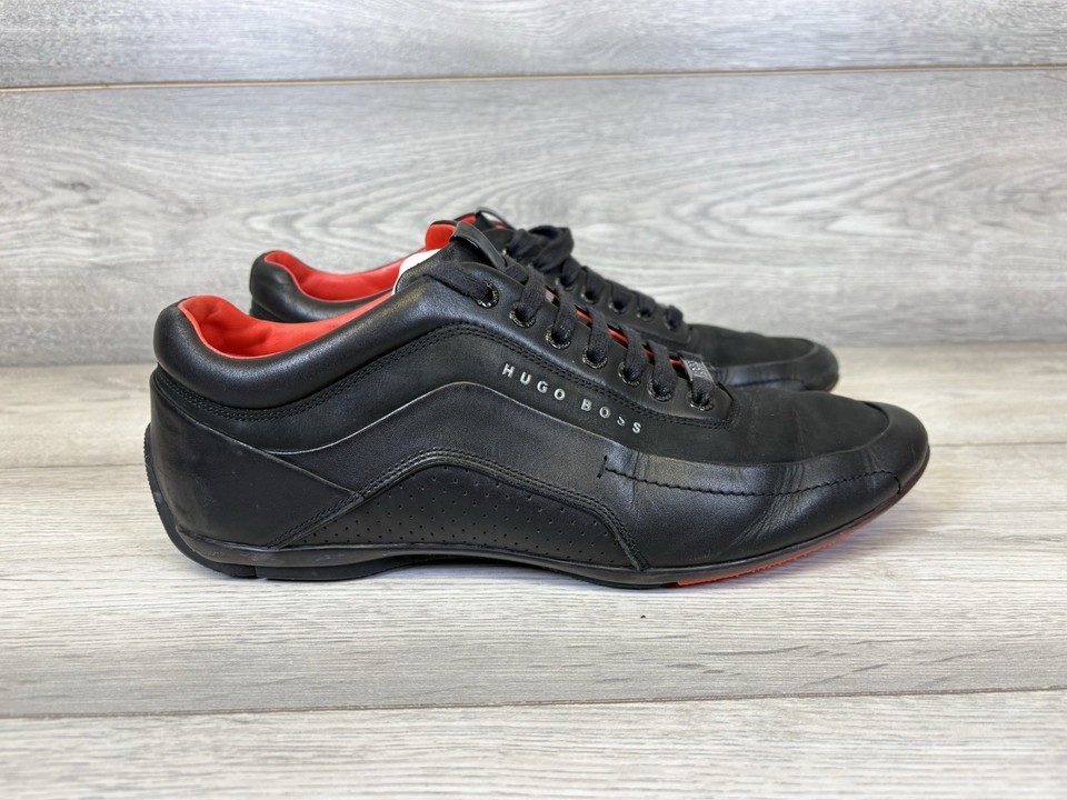 Hugo Boss Limited Edition Black Leather HB Racing Shoes Trainers Size ...