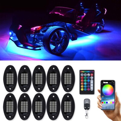 For Can-Am Ryker 900 800 Rock Lights Neon Music Underglow 10 Pods RGB ...