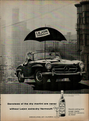 1959 Lejon Vermouth Mercedes Car Lejon Dry Brandy Vintage Print Ad 2137 ...