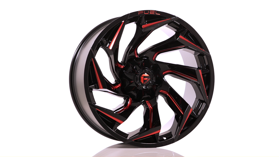 Set 4 Fuel D755 Reaction 20x9 6x135 6x5.5 Black Milled Red Tint Wheels ...