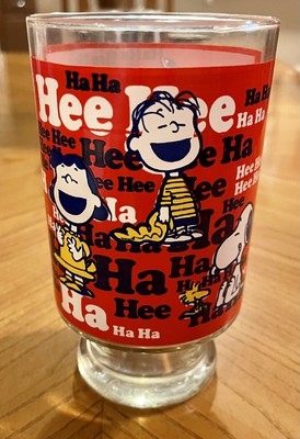 VINTAGE 1965 Peanuts Snoopy Charlie Brown Drinking Glass HAHA HEE HEE ...