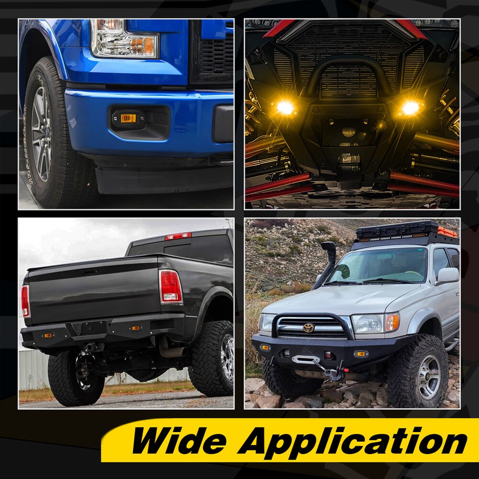 2x3/4" Amber Flush Mount LED Work Light Bar Flood Cube Pods Driving Off ...