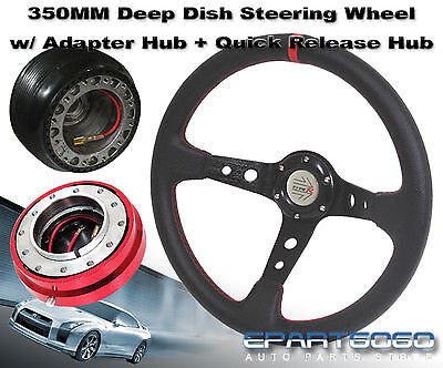 1989-2005 Eclipse 350mm Deep Dish Steering Wheel+Adapter Hub+Quick ...