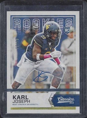 KARL JOSEPH 2016 CLASSICS RAIDERS WEST VIRGINIA ROOKIE AUTO RC #D 4/25 ...