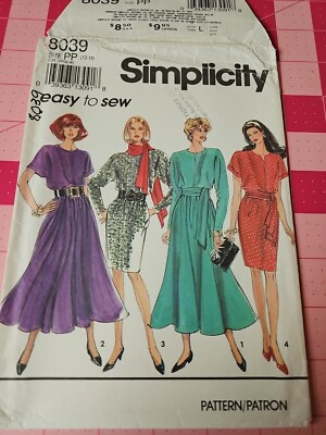 Vintage Simplicity Pattern 8039 Dresses Kimono Sleeves Sizes 12 14 16 ...
